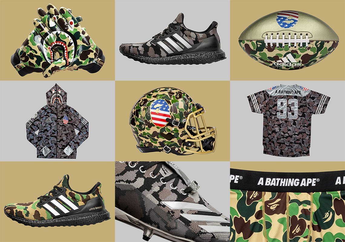 Veja o que chega no Brasil do Pack Adidas x Bape Super Bowl | THE GAME